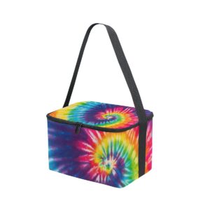 Use4 Swirl Tie Dye Colorful Insulated Lunch Bag Tote Bag Cooler Lunchbox for Picnic School Women Men Kids