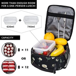 Lizinna Rportable Lunch Bag For Women/Men Insulated,Floral With Ditsy Flowers,Insulatedreusable Lunch Box For Office Work School Picnic Beach,Leakproof Cooler Tote Bag