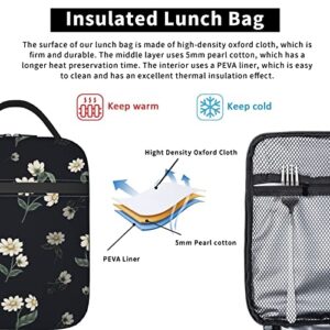 Lizinna Rportable Lunch Bag For Women/Men Insulated,Floral With Ditsy Flowers,Insulatedreusable Lunch Box For Office Work School Picnic Beach,Leakproof Cooler Tote Bag