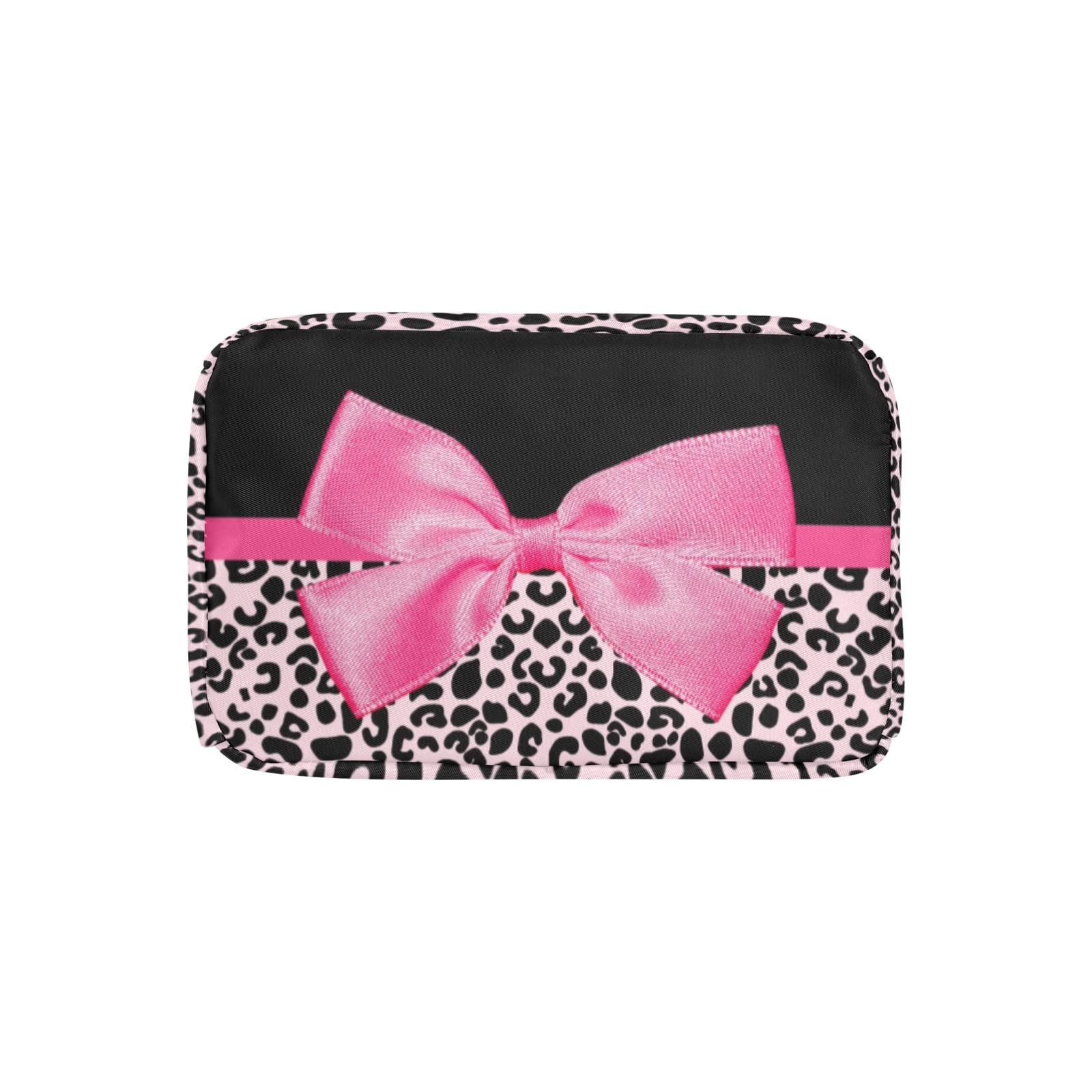 zaaprintblanket Personalized Leopard Print Pink Bow Lunch Box for Women Men,Custom Lunch Bags for Teens Insulated Lunch Tote with Name Reusable Meal Container