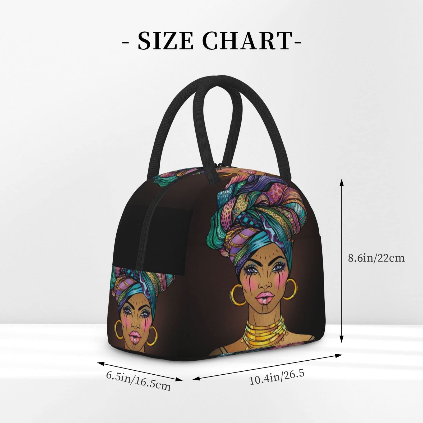 Oplp Beautiful African Woman Portrait Large Lunch Bag Capacity Box Meal Prep Insulated Handbag Reusable Lunch Container