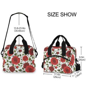 ALAZA Red Roses(c4) Lunch Bags for Women Leakproof Crossbody Lunch Bag lunch Box Lunch Cooler Bag for Women,Nurse,Teachers(226ya6a)