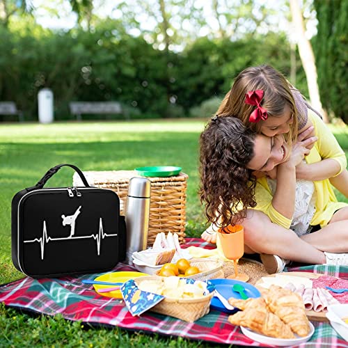 Karate Heartbeat Lunch Bag Reusable Insulated Handbag Detachable Leather Box Handle Meal Prep Holder for Picnic Office