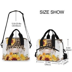 ALAZA Leopard Gnome Sunflower Lunch Tote Bags for Women Leakproof Lunch Bag lunch Box Lunch Cooler Bag(226te1b)