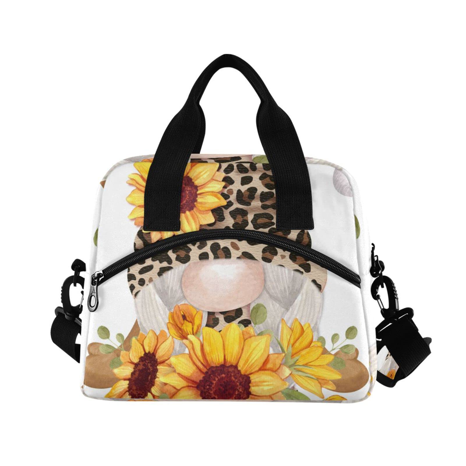 ALAZA Leopard Gnome Sunflower Lunch Tote Bags for Women Leakproof Lunch Bag lunch Box Lunch Cooler Bag(226te1b)