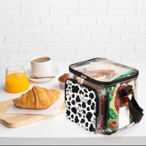 bisibuy Animal Cows Print Clear Lunch Bag Stadium Approved PVC Plastic See Through Lunch box with Adjustable Strap for Sports Events Concerts Office