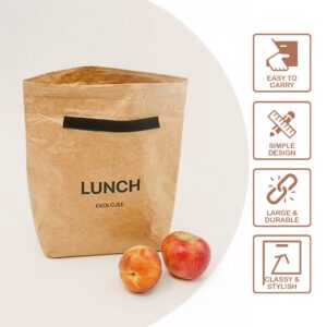 EKOLOJEE Insulated Paper Reusable Lunch Bag | Insulated Durable For Cold And Hot Food And Snacks | Insulated Canvas Lunch Bags, Brown Paper Bag | Classic Worthbuy Lunch Bag For Men & Women