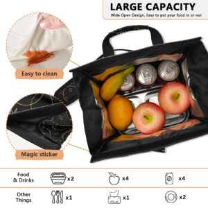 ALAZA Sun Moon Stars Space Lunch Bag Women Insulated Cooler for Men Kids Roll Top Leak Proof Tote Cooling Purse