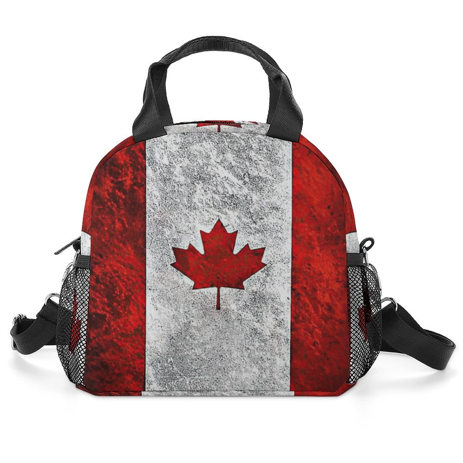 Lunch Box Women Boys Girls Canada Flag Lunch Bag Insulated Thermos Tote with Water Bottle Holder & Removable Shoulder Strap for Back to School Travel Work