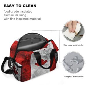 Lunch Box Women Boys Girls Canada Flag Lunch Bag Insulated Thermos Tote with Water Bottle Holder & Removable Shoulder Strap for Back to School Travel Work