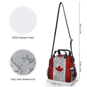 Lunch Box Women Boys Girls Canada Flag Lunch Bag Insulated Thermos Tote with Water Bottle Holder & Removable Shoulder Strap for Back to School Travel Work