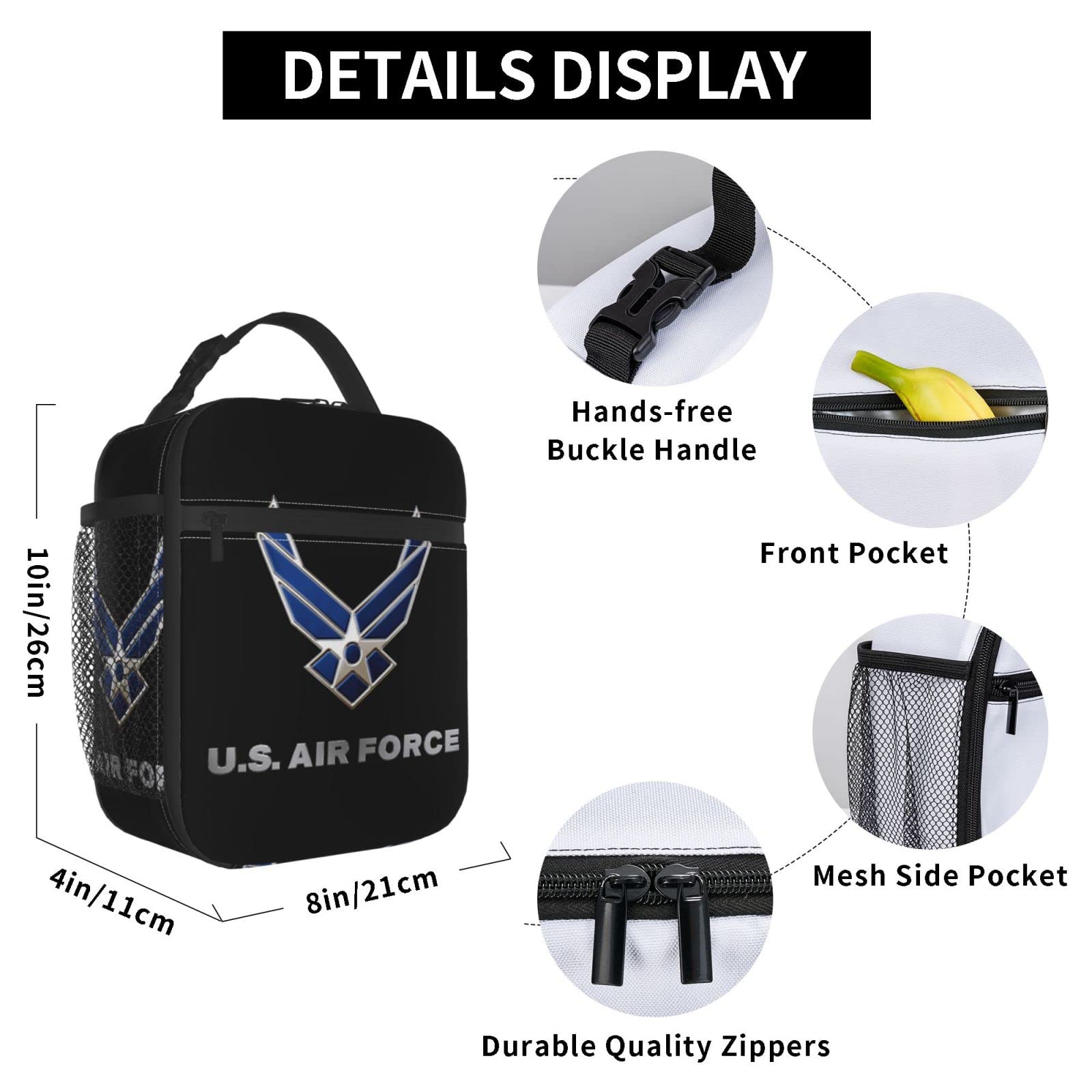 American Air Force Lunch Box Insulated Lunch Bag for Women Men Reusable Cooler Tote Bags for Work Picnic Outdoor