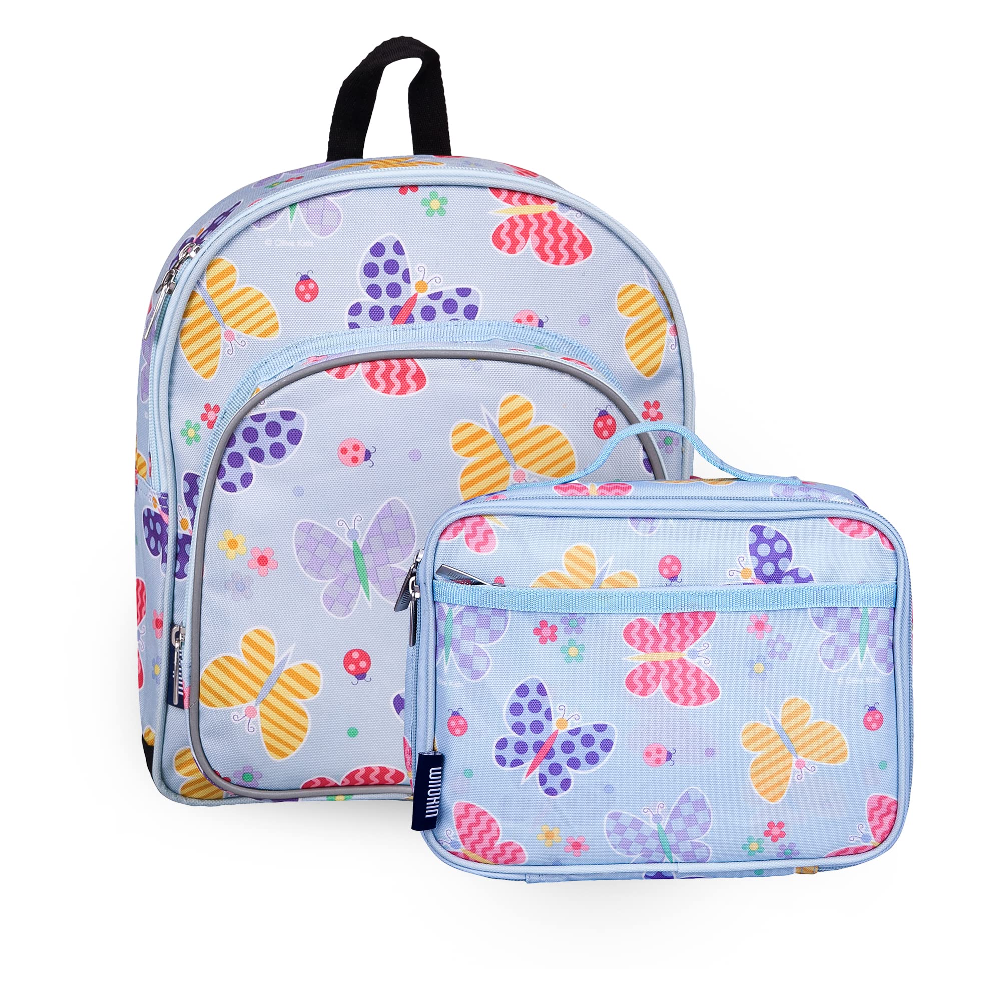 Wildkin 12 Inch Backpack Bundle with Insulated Lunch Box Bag (Butterfly Garden)