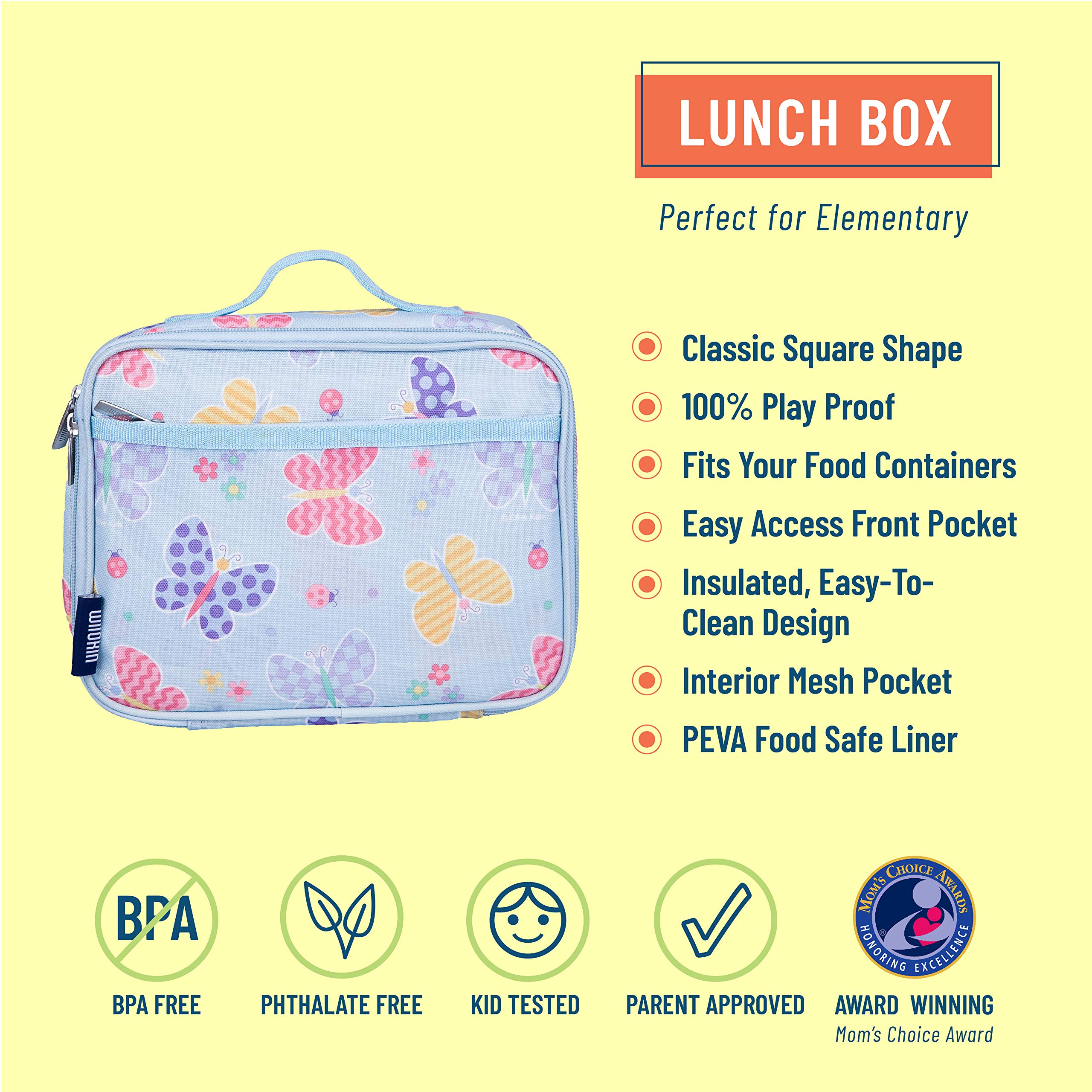 Wildkin 12 Inch Backpack Bundle with Insulated Lunch Box Bag (Butterfly Garden)