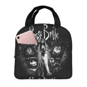 MZJJ Corpse Bride Lunch Box Travel Bag Reusable Insulated Lunch Bags Picnic Tote Bag, Black