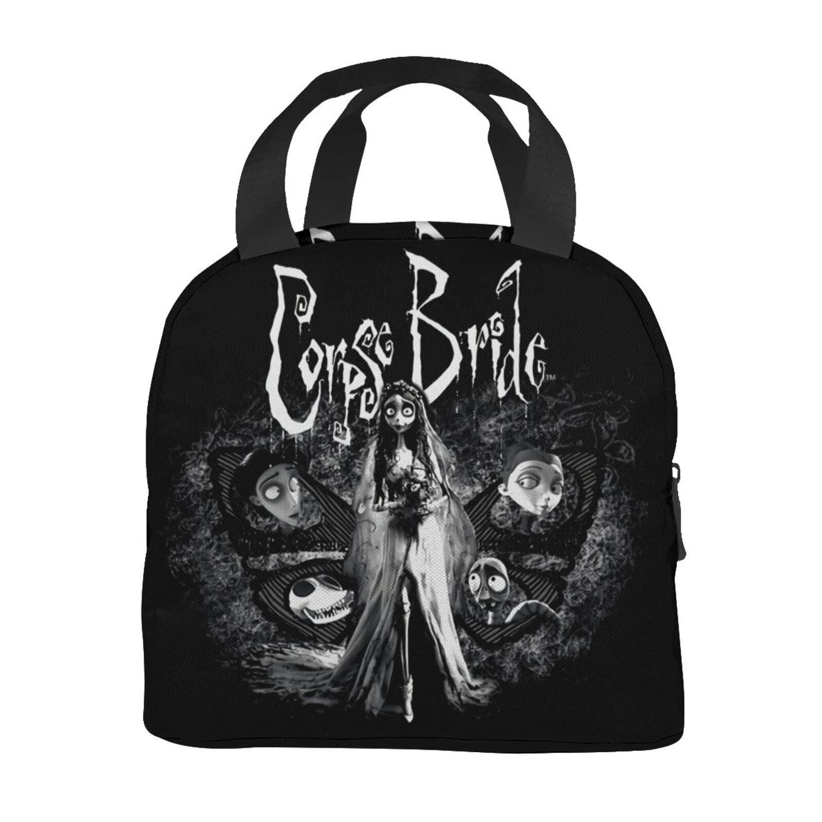 MZJJ Corpse Bride Lunch Box Travel Bag Reusable Insulated Lunch Bags Picnic Tote Bag, Black