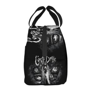 MZJJ Corpse Bride Lunch Box Travel Bag Reusable Insulated Lunch Bags Picnic Tote Bag, Black