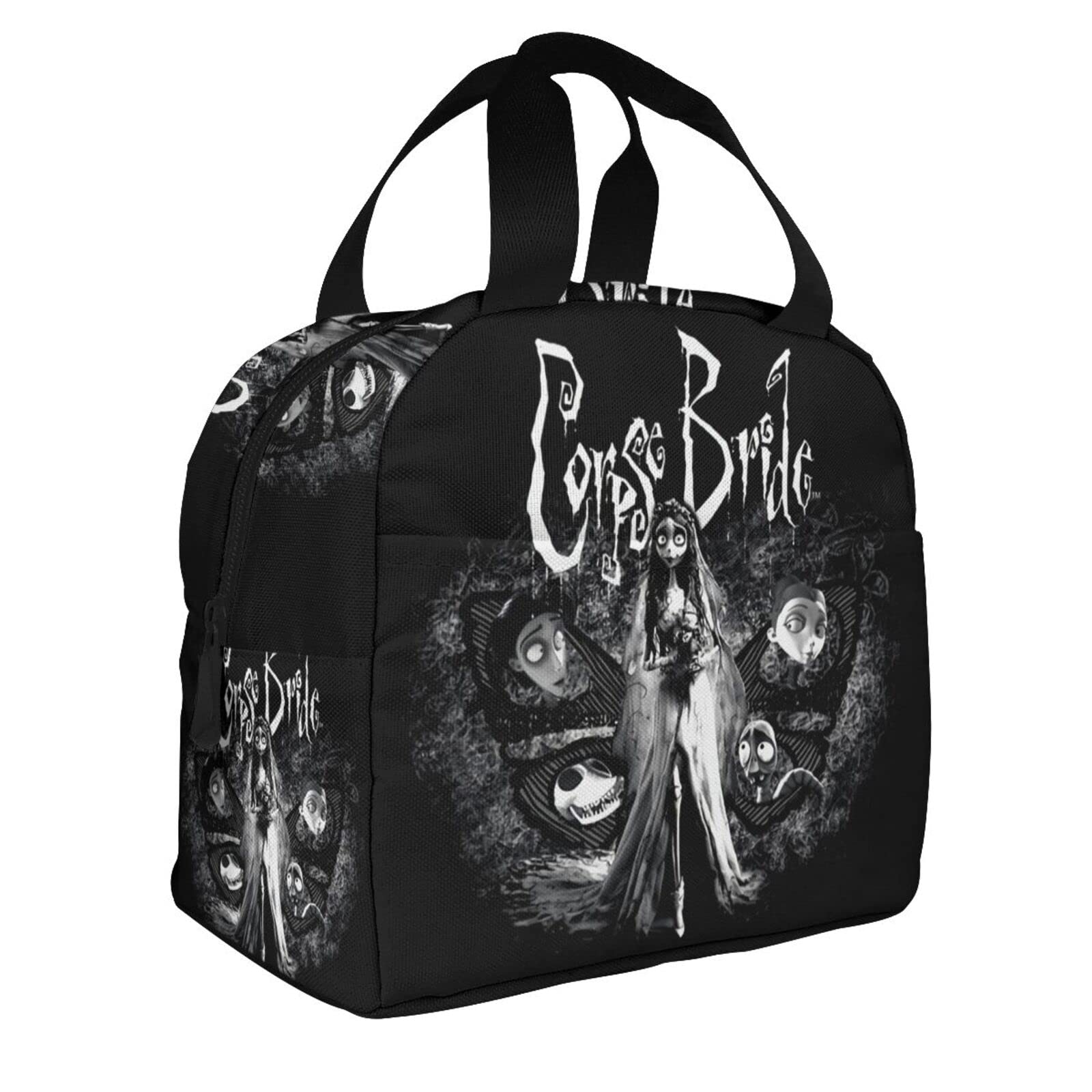 MZJJ Corpse Bride Lunch Box Travel Bag Reusable Insulated Lunch Bags Picnic Tote Bag, Black