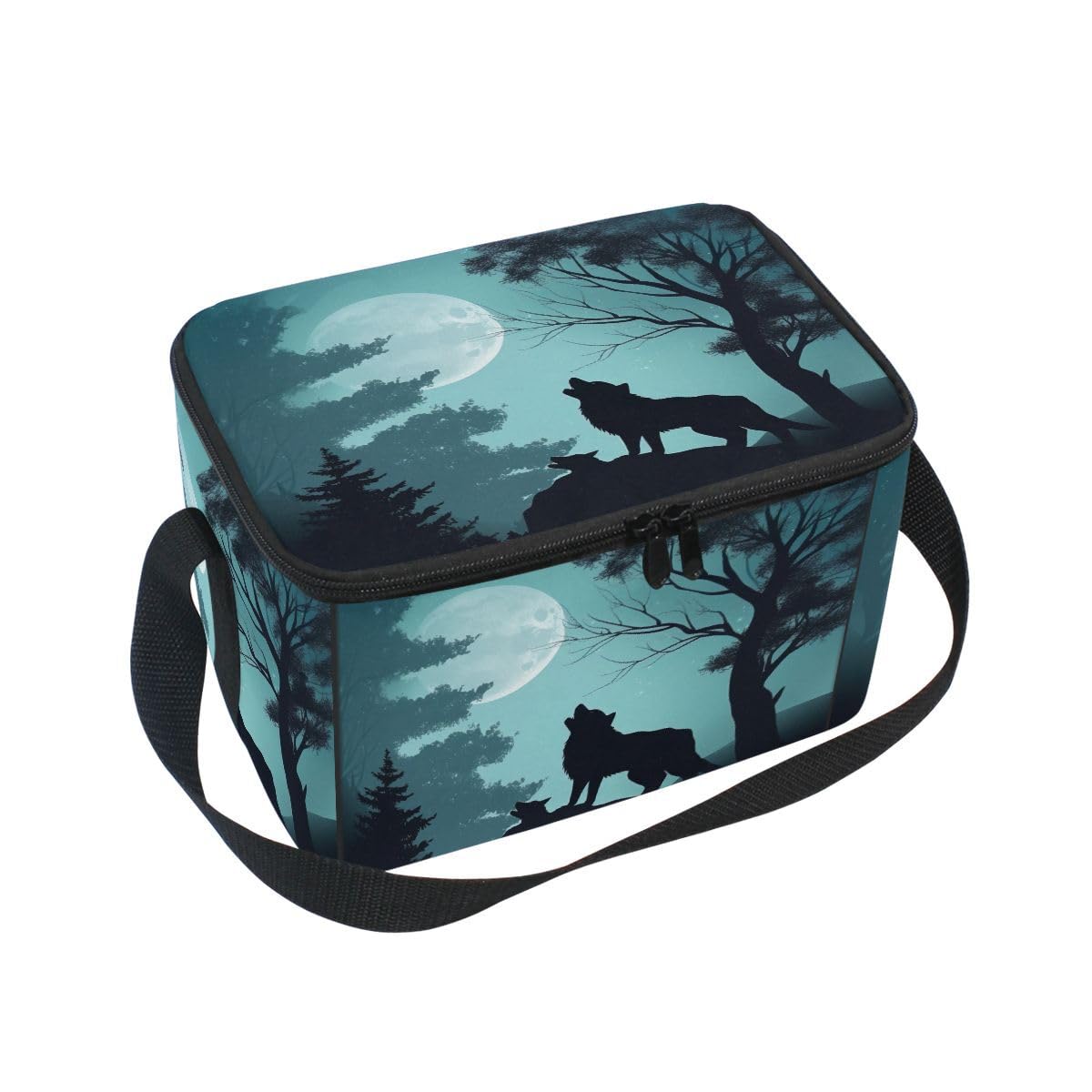 Nander Evening Moon Wolf Lunch Boxs Thermal Insulated Cooler Bags For Work Men Women