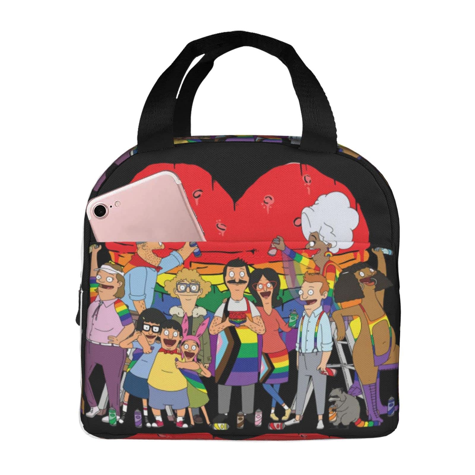 ORPJXIO Lunch Bag Bob's Anime Burgers Reusable Lunch Box Portable Insulated Lunch Tote for Outdoor Picnic Office 8.5 X 8 X 5in