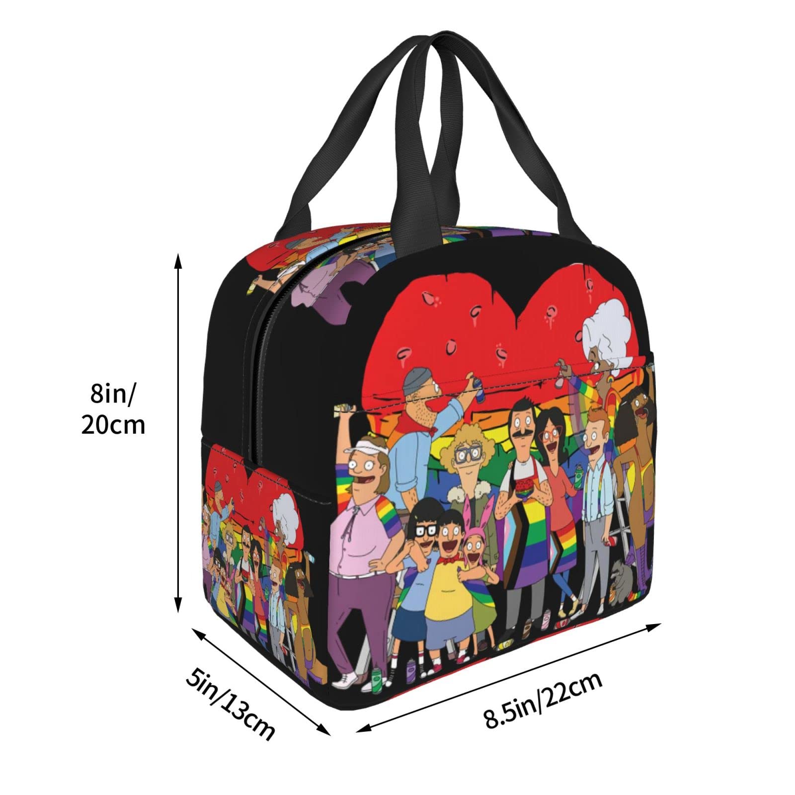 ORPJXIO Lunch Bag Bob's Anime Burgers Reusable Lunch Box Portable Insulated Lunch Tote for Outdoor Picnic Office 8.5 X 8 X 5in