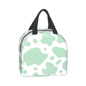 Senheol Mint Green Cow Animal Lunch Box, Insulation Lunch Bag for Women Men, Reusable Lunch Tote Bags Perfect for Office Camping Hiking Picnic Beach Travel