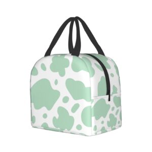 Senheol Mint Green Cow Animal Lunch Box, Insulation Lunch Bag for Women Men, Reusable Lunch Tote Bags Perfect for Office Camping Hiking Picnic Beach Travel