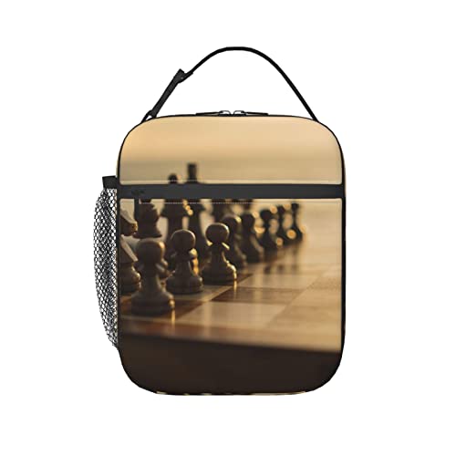 BQIUULO Lnternational Chess Lunch Bag for Men Women Tote Insulated Cooler Bags Reusable Lunch Box for College Work Office Picnic