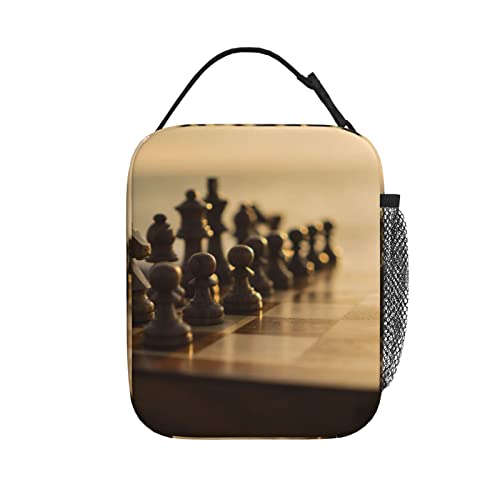 BQIUULO Lnternational Chess Lunch Bag for Men Women Tote Insulated Cooler Bags Reusable Lunch Box for College Work Office Picnic