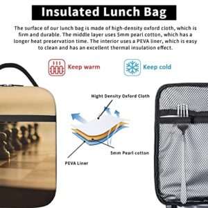 BQIUULO Lnternational Chess Lunch Bag for Men Women Tote Insulated Cooler Bags Reusable Lunch Box for College Work Office Picnic