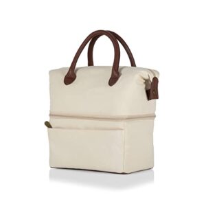 PICNIC TIME ONIVA - a brand - Urban Lunch Bag, Cooler Lunch Tote, Insulated Lunch Bag, (Beige with Brown Accents), 9.75 x 5.5 x 10.1