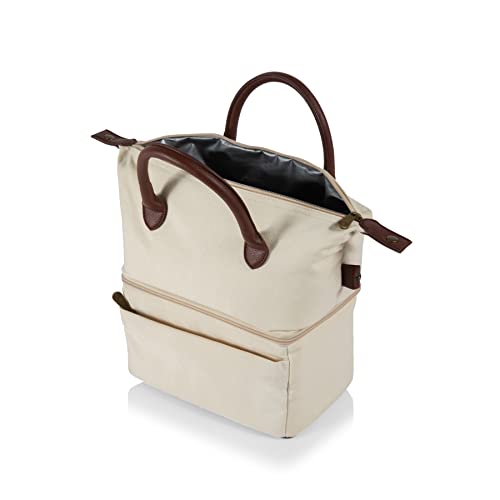 PICNIC TIME ONIVA - a brand - Urban Lunch Bag, Cooler Lunch Tote, Insulated Lunch Bag, (Beige with Brown Accents), 9.75 x 5.5 x 10.1