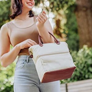 PICNIC TIME ONIVA - a brand - Urban Lunch Bag, Cooler Lunch Tote, Insulated Lunch Bag, (Beige with Brown Accents), 9.75 x 5.5 x 10.1