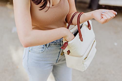 PICNIC TIME ONIVA - a brand - Urban Lunch Bag, Cooler Lunch Tote, Insulated Lunch Bag, (Beige with Brown Accents), 9.75 x 5.5 x 10.1