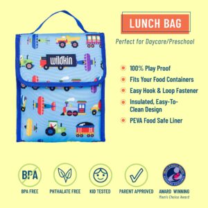 Wildkin 15 Inch Kids Backpack Bundle with Lunch Bag (Trains, Planes & Trucks)