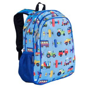 Wildkin 15 Inch Kids Backpack Bundle with Lunch Bag (Trains, Planes & Trucks)