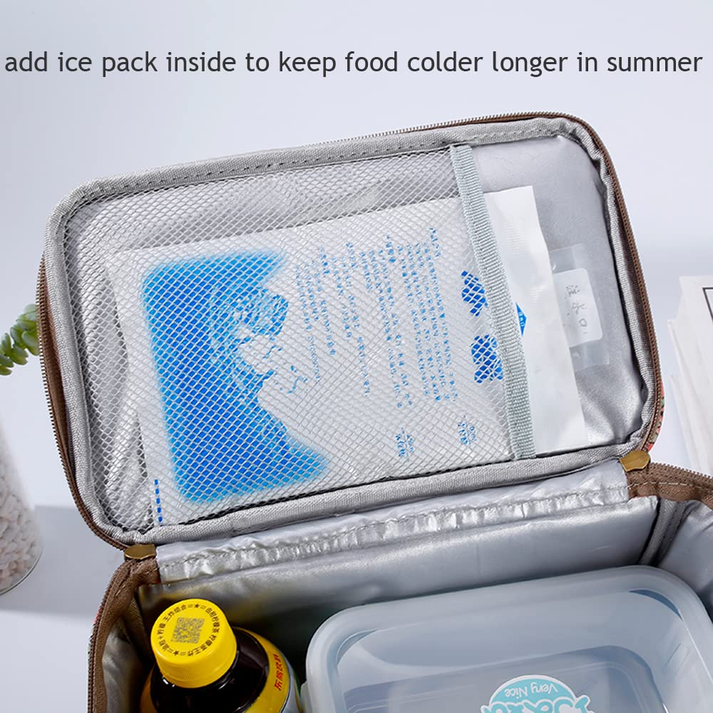 Evergoo Lunch Box for Men Women, Reusable Waterproof Adult Lunch Tote Bag, Cute Thermal Lunch Cooler Bags for Office Work Hiking Outdoor Picnic Beach Travel-Blue Zoo