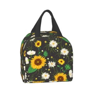 Sunflower Lunch Bags for Women Portable insulated Leakproof Daisy Lunch Box Thermal Cooler Bag Reusable Loncheras Para Mujer for Office Work Picnic Beach