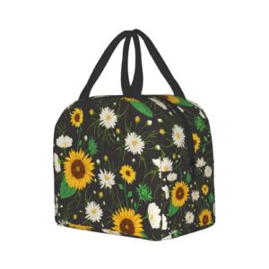 Sunflower Lunch Bags for Women Portable insulated Leakproof Daisy Lunch Box Thermal Cooler Bag Reusable Loncheras Para Mujer for Office Work Picnic Beach