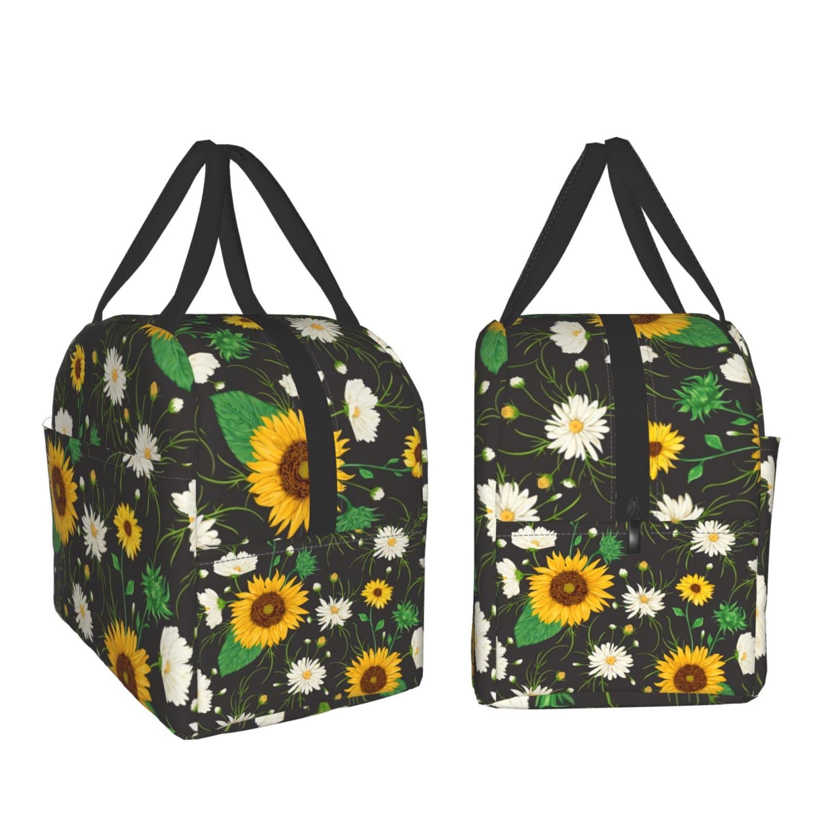 Sunflower Lunch Bags for Women Portable insulated Leakproof Daisy Lunch Box Thermal Cooler Bag Reusable Loncheras Para Mujer for Office Work Picnic Beach