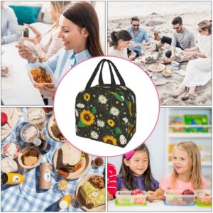 Sunflower Lunch Bags for Women Portable insulated Leakproof Daisy Lunch Box Thermal Cooler Bag Reusable Loncheras Para Mujer for Office Work Picnic Beach