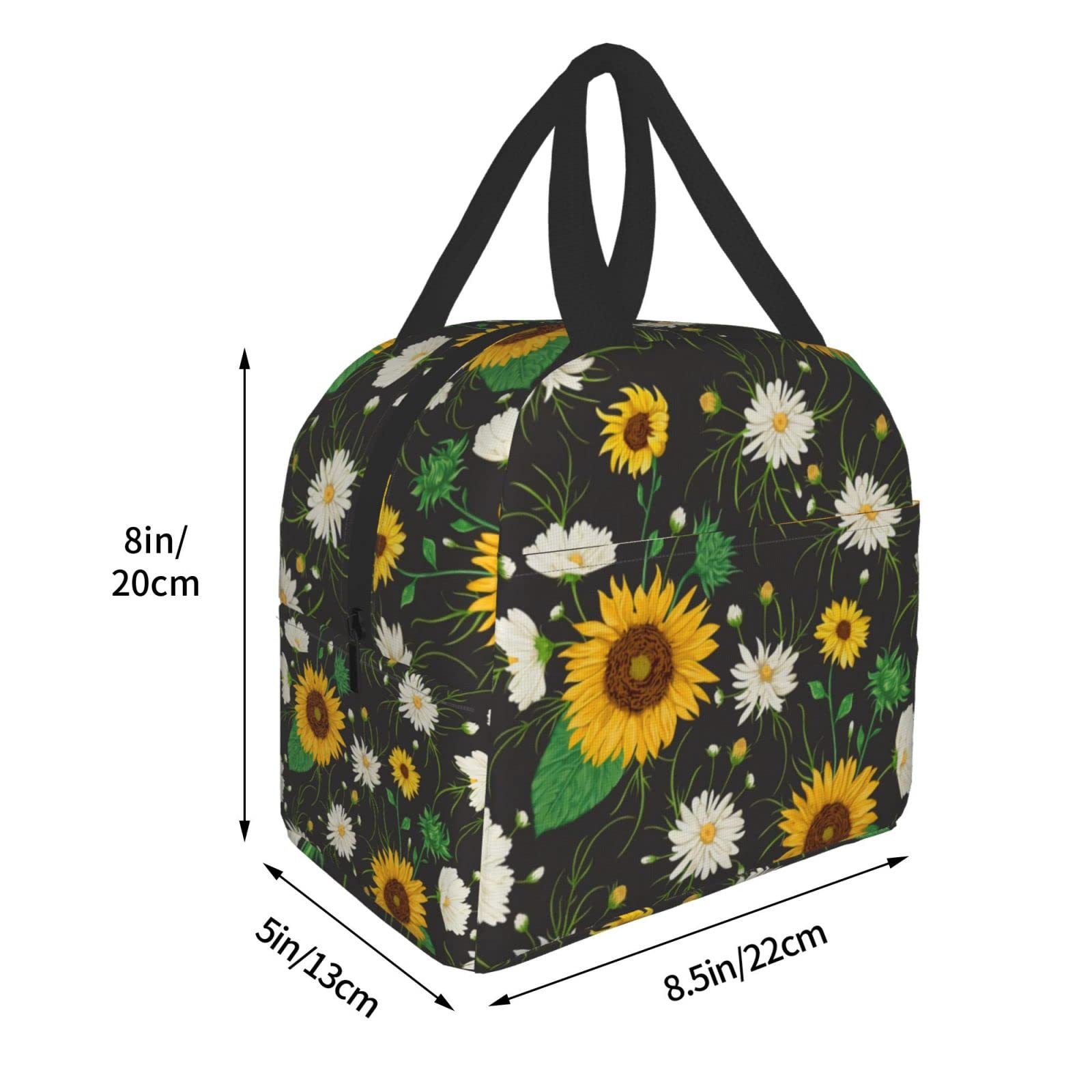 Sunflower Lunch Bags for Women Portable insulated Leakproof Daisy Lunch Box Thermal Cooler Bag Reusable Loncheras Para Mujer for Office Work Picnic Beach