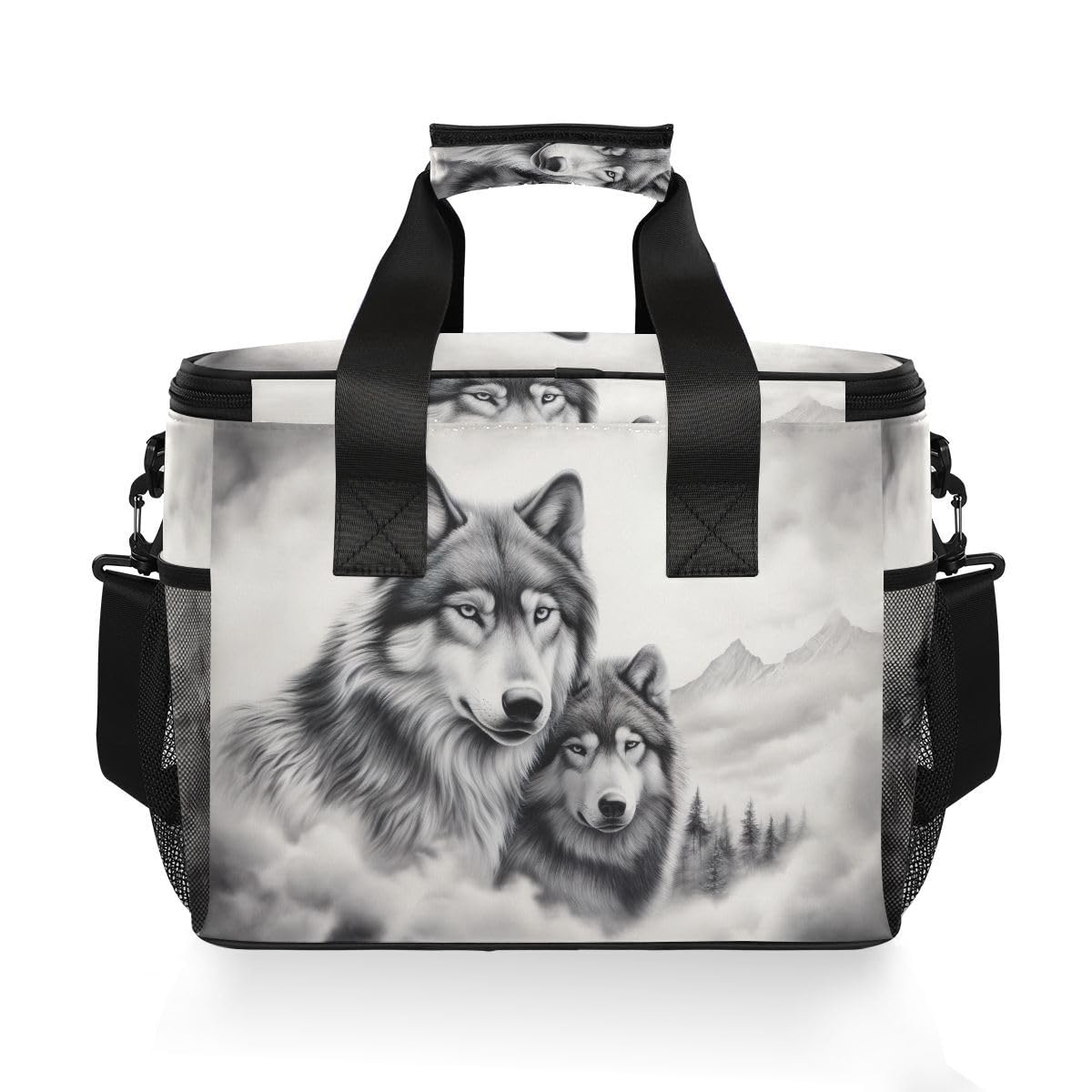 xigua Wolf Large Lunch Bag Insulated Lunch Box Reusable Soft Cooler Cooling Tote for Adult Men Women, Capacity 24-Can (15L)