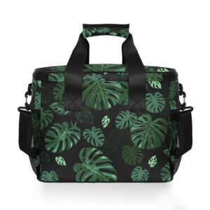 OTVEE Tropical Green Monstera Leaves Lunch Bag Tote Large Picnic Reusable Insulated Cooler Lunch Box with Adjustable Shoulder Strap