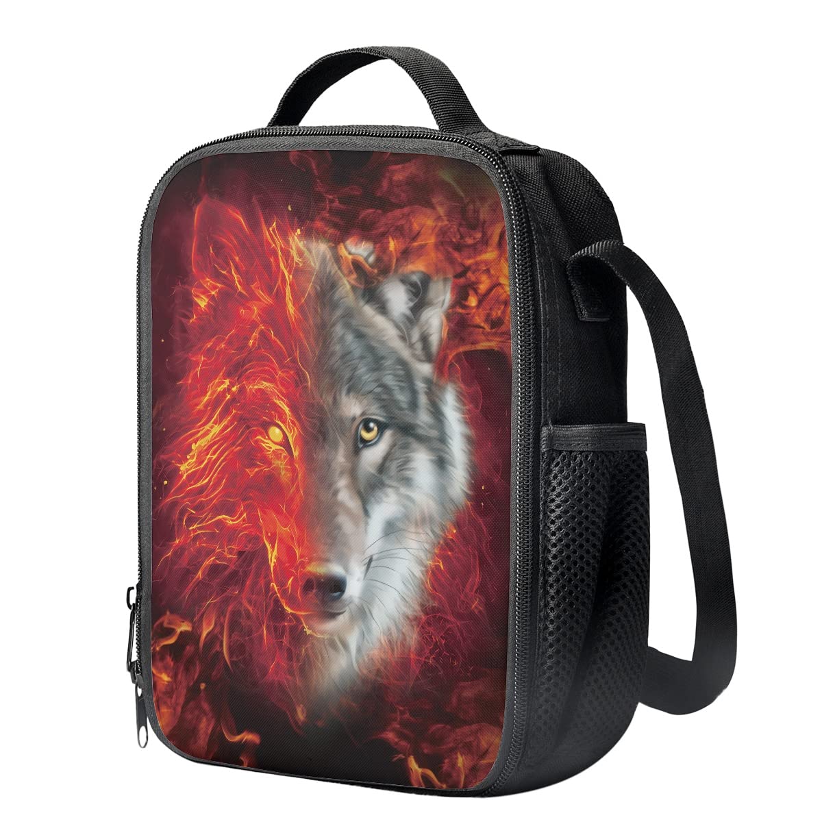 AFPANQZ Heat Insulated Lunch Bag Reusable Large Capacity Food Storage Tote Bags with Adjustable Strap Lunch Box Cool Wolf Food Lunch Bags