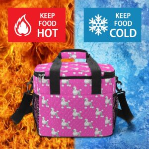 White Standart Poodle Cooler Bag Insulated Large Leakproof Portable Cooler/Thermal Pack Meal Tote for Adult Men Women