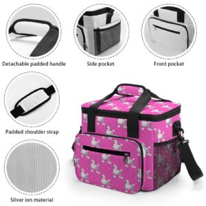 White Standart Poodle Cooler Bag Insulated Large Leakproof Portable Cooler/Thermal Pack Meal Tote for Adult Men Women