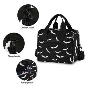 Bats Halloween Lunch Bags for Women Black Lunch Tote Bag Lunch Box Water-resistant Thermal Cooler Bag Lunch Organizer for Working Picnic Beach Sporting