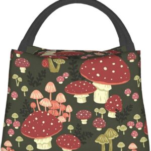 Reusable Insulated Watercolor Mushrooms Lunch Box Tote Box Meal Prep For Men & Women Work Picnic Or Travel