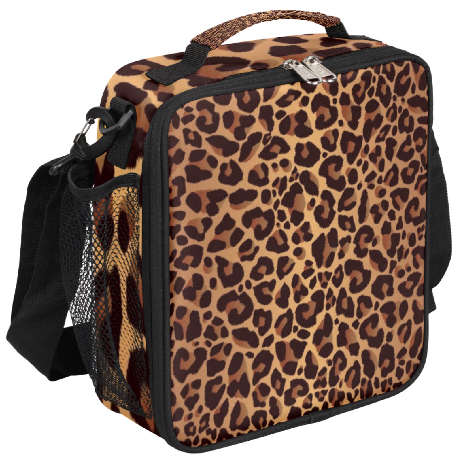 Giraffe Animal Print Pattern Insulated Lunch Bag Durable Lunch Box with Bottle Holder 10.5*3.5*9.5 Inch for Work Adults Men Women Kids